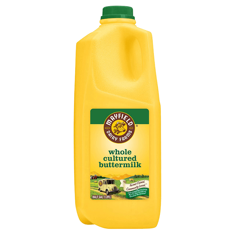 Whole Cultured Buttermilk Plastic Half Gallon Mayfield Dairy Farms 