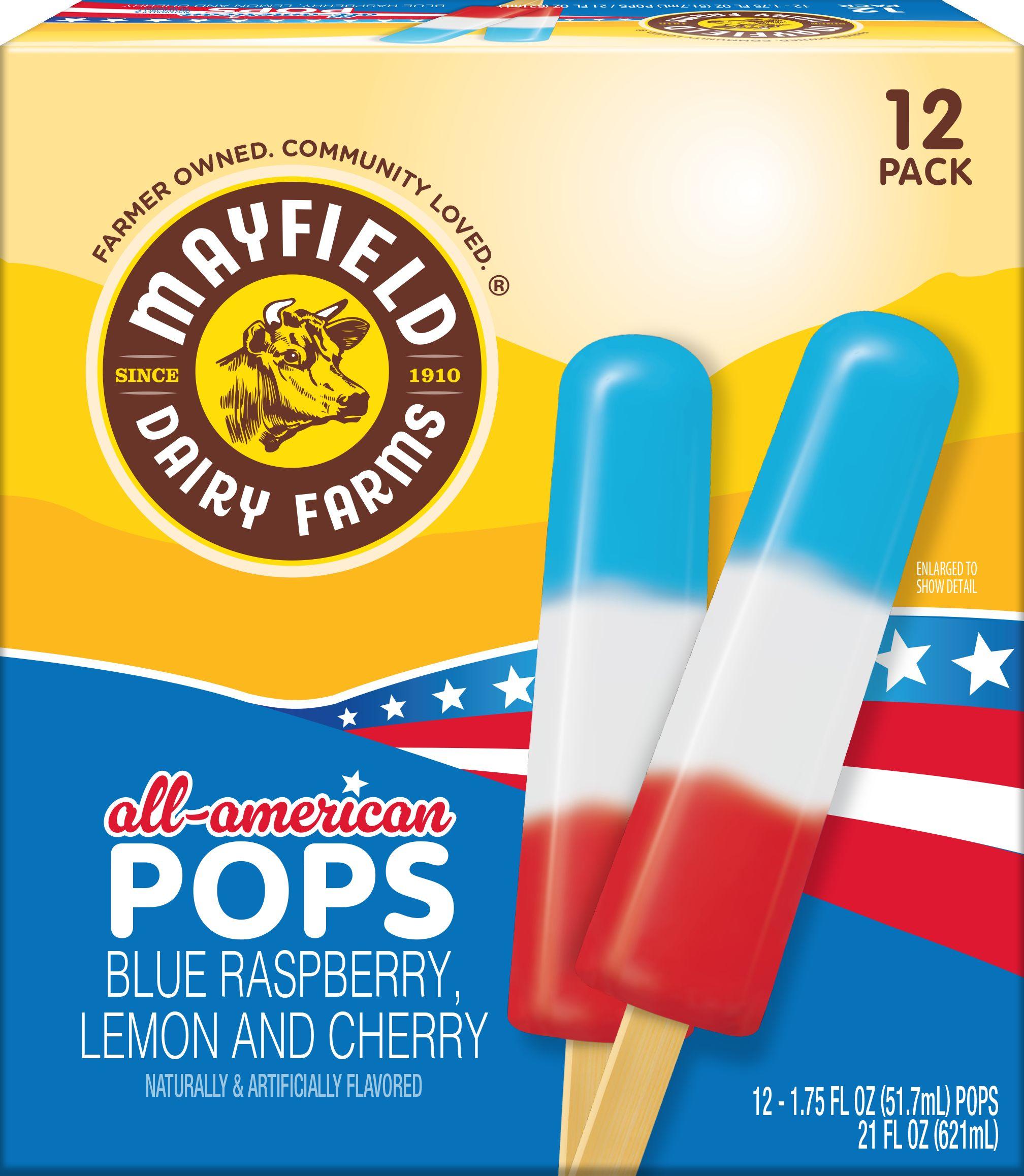 All-American Blue Raspberry, Lemon and Cherry Pops 12 Pk - Mayfield ...